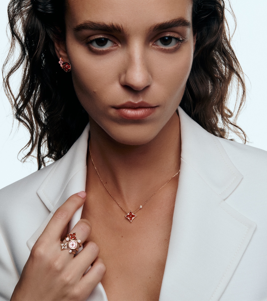 Color Blossom BB Sun Ear Stud, Pink Gold and Cornelian - Per Unit ...